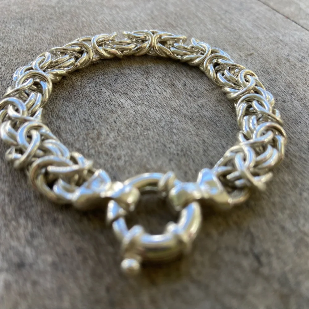Otc | Jewelry | Otc 925 Sterling Silver Byzantine Chain Bracelet Made ...
